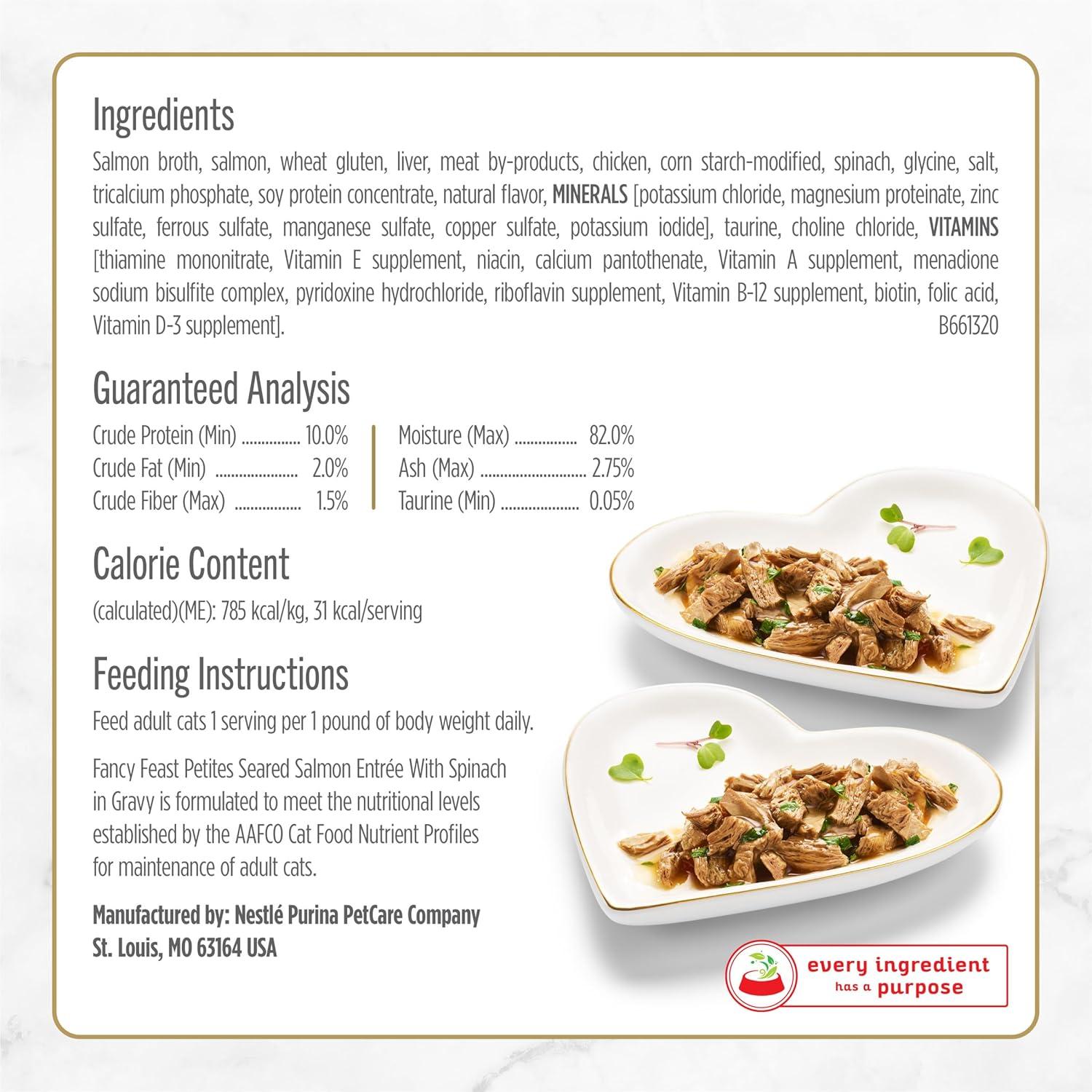 Purina Fancy Feast Petites Seared Salmon Entree With Spinach in Gravy ...