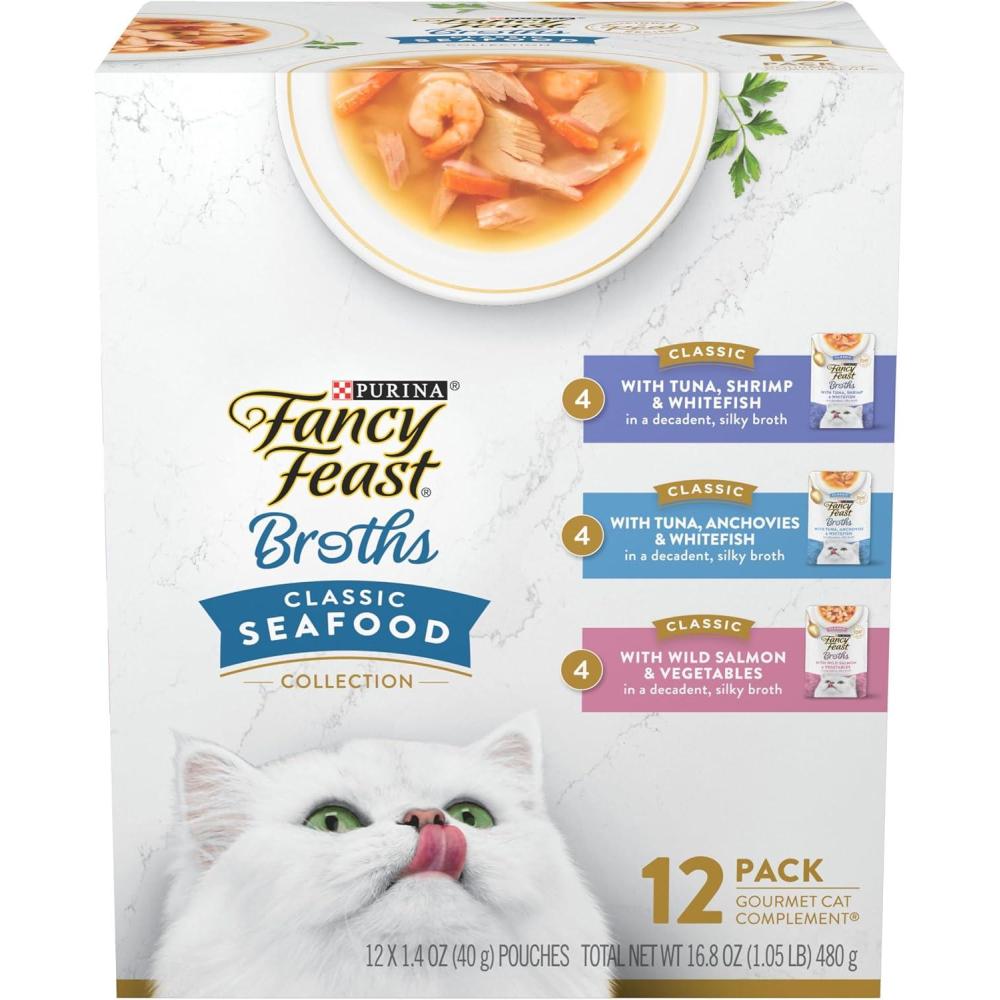 Purina Fancy Feast Lickable Wet Cat Food Broth Complement Classics ...