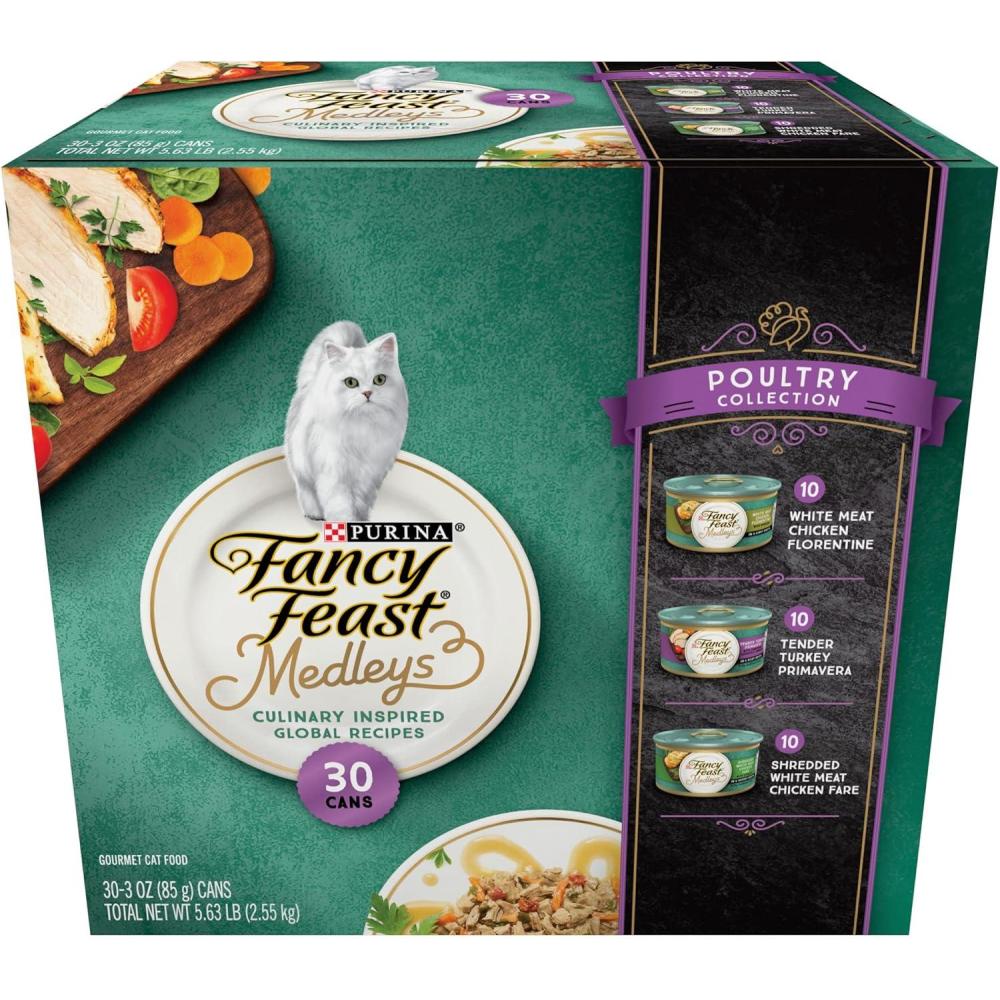 Purina Fancy Feast Medleys Poultry Collection Wet Cat Food Variety Pack ...